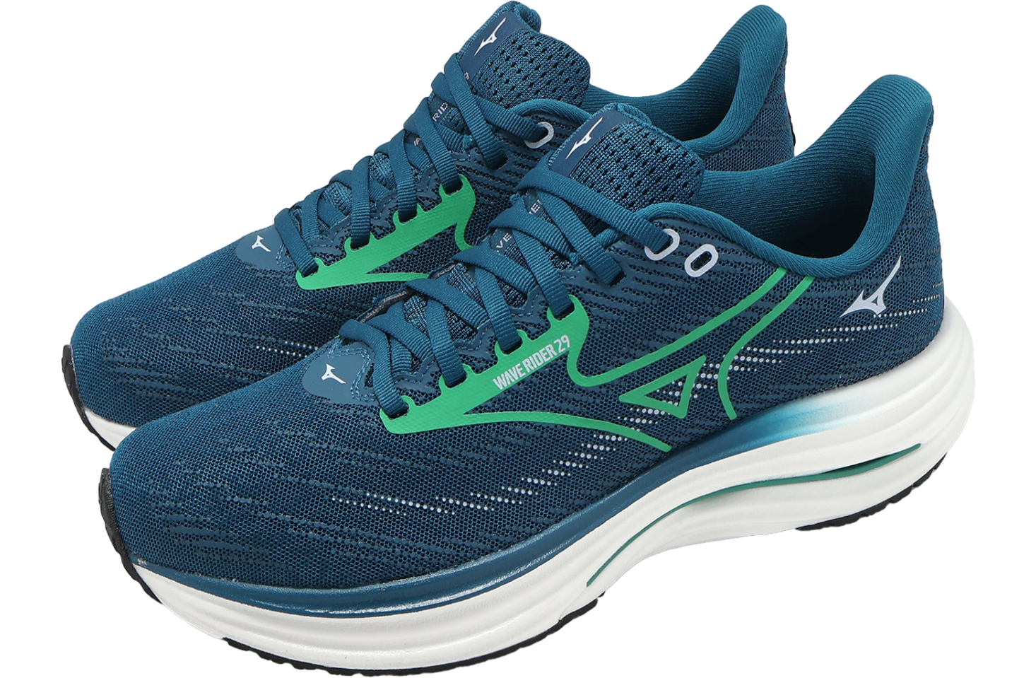 Mizuno Wave Rider 29 Blue / Green - Jan 2026 - J1GC250356 - KicksOnFire.com