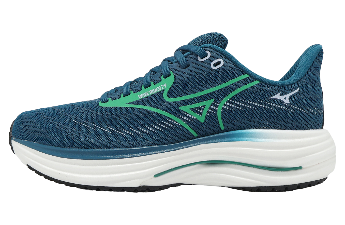 Mizuno Wave Rider 29 Blue / Green - Jan 2026 - J1GC250356 - KicksOnFire.com